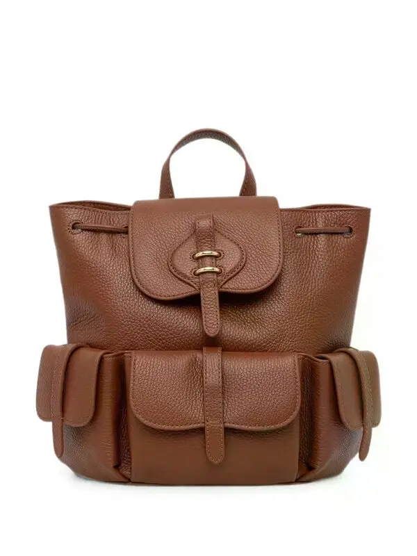 COCCINELLE Medium Mavery Grainy-leather Drawstring Backpack - Brown