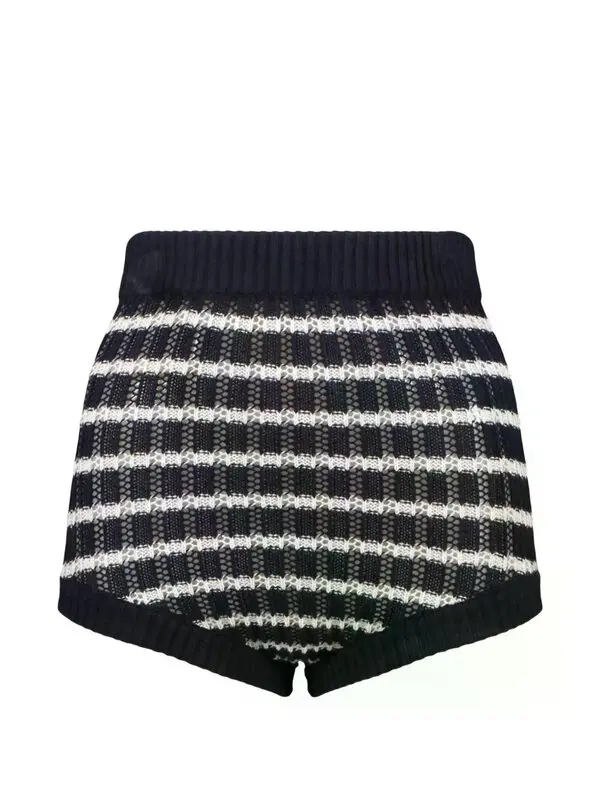 Red Valentino Striped Pointelle-knit Shorts - Black