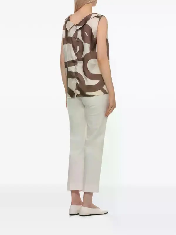 EMME Geometric Print Cowl Neck Sleeveless Blouse