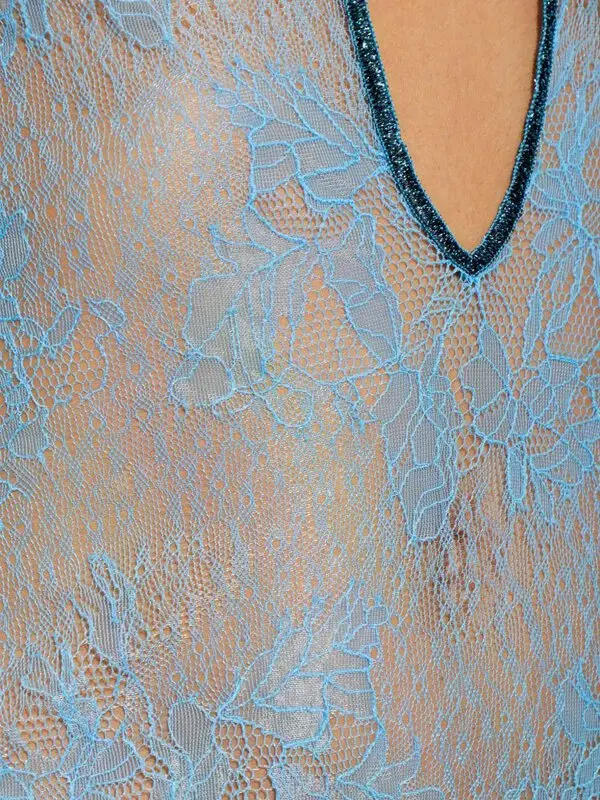 Oseree Kaftan Lace Mini Dress With Flared Sleeves