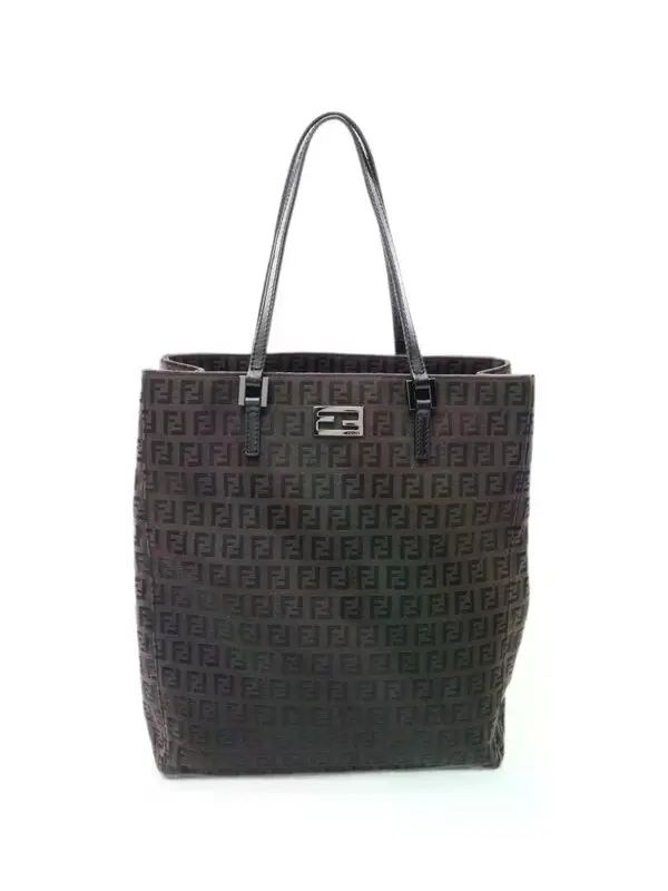 Fendi Zucchino Ff Logo Plaque Tote Bag