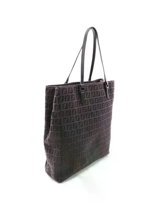 Fendi Zucchino Ff Logo Plaque Tote Bag