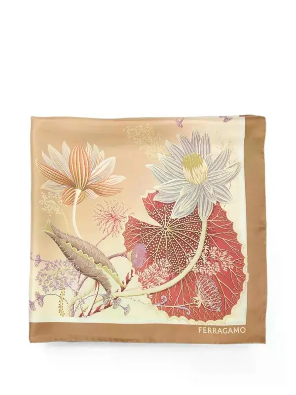 FERRAGAMO Floral-print Silk Scarf - Neutrals