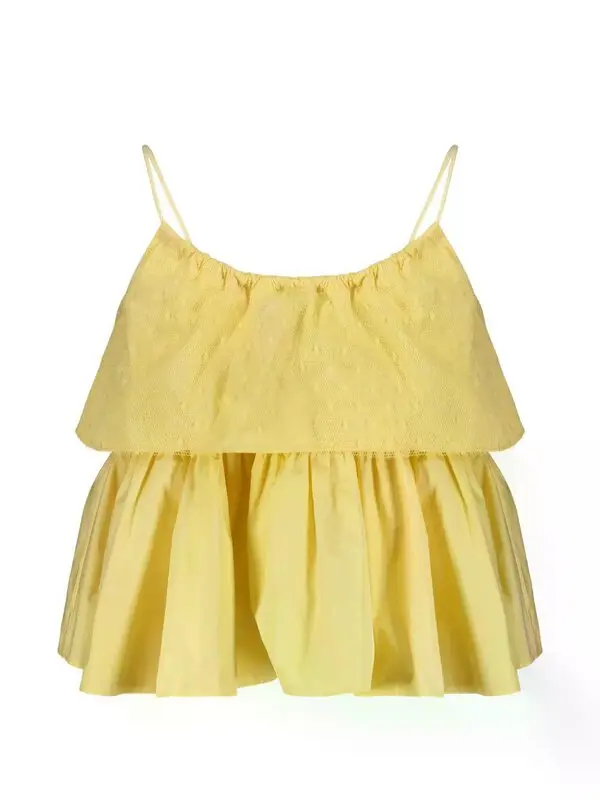 Red Valentino Tie-front Tiered Spaghetti Strap Top