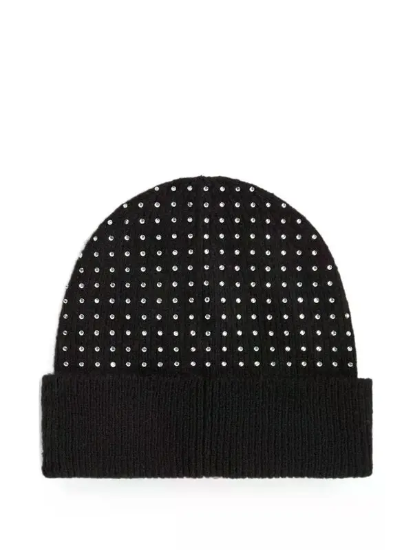 Karl Lagerfeld K/signature Rhinestone Beanie - Black