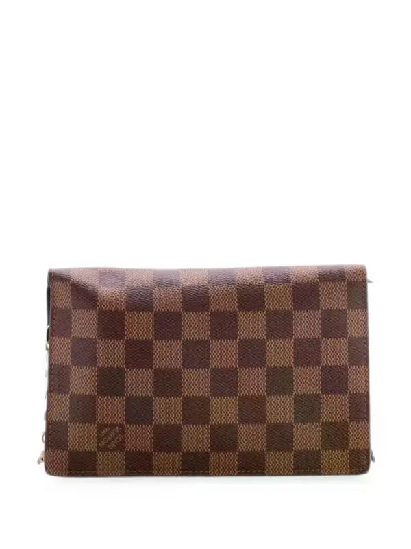 LOUIS VUITTON Vavin Chain Wallet Nm Damier With Leather Crossbody Bag - Black