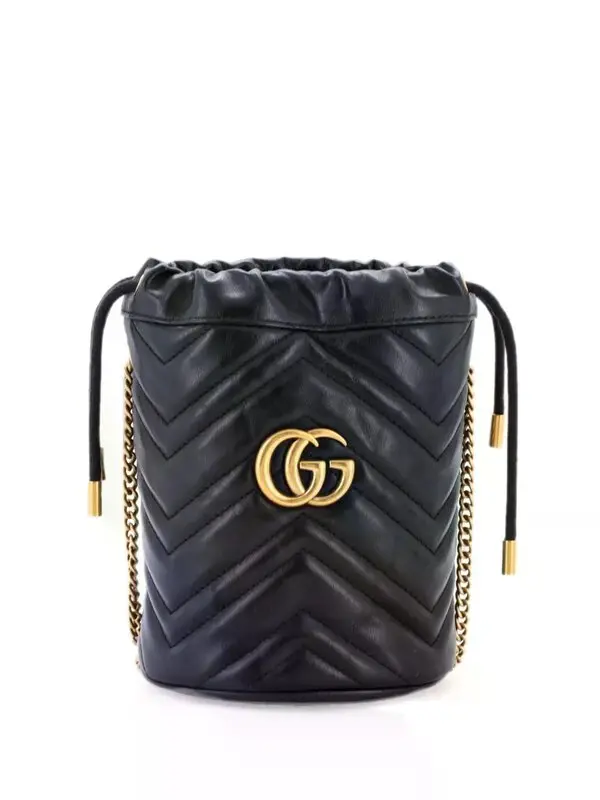 Gucci Gg Marmont Matelassé Leather Mini Bucket Bag - Black