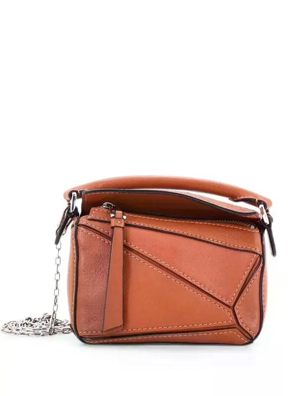 Loewe Puzzle Bag Leather Nano Crossbody Bag - Brown
