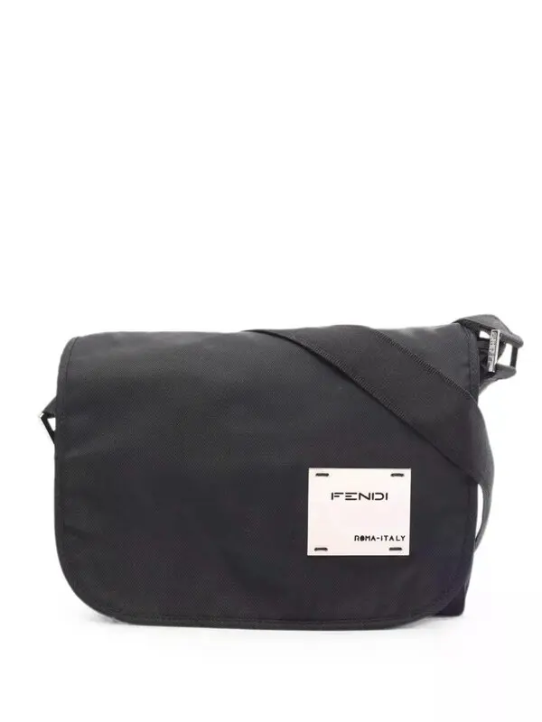 Fendi 2000s Logo-plate Shoulder Bag - Black