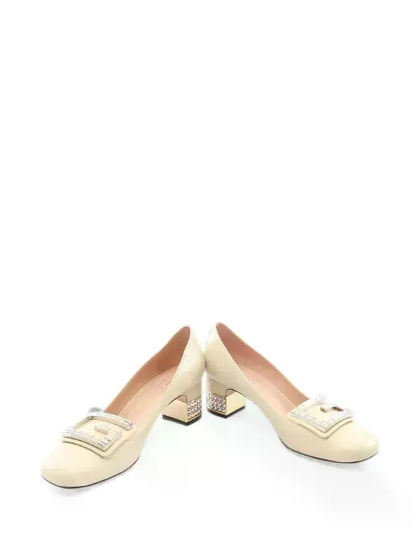 Gucci 2020s G Logo Rhinestone Pumps - Neutrals