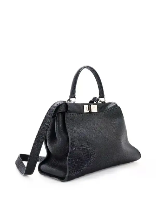 Fendi Selleria Peekaboo Rigid Leather Satchel - Black