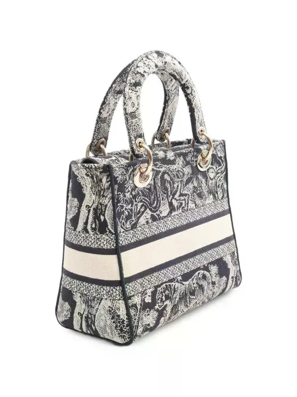 Dior 2010s Medium Lady D-lite Toile De Jouy Tote Bag - Blue