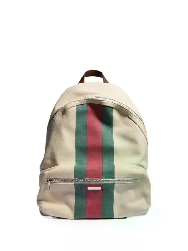 Gucci Positano Web-stripe Zip-front Backpack - Neutrals
