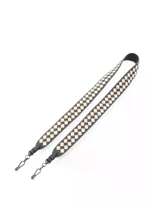 Bottega Veneta Intrecciato Checker Shoulder Strap - Black
