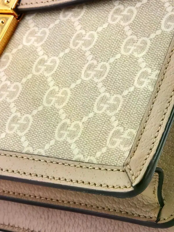 Gucci Ophidia Flap Top Handle Bag Gg Coated Canvas Small Satchel - Neutrals