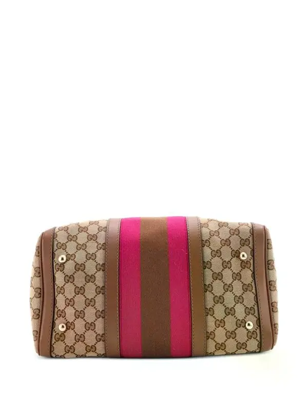 Gucci Vintage Web Boston Bag Gg Canvas Medium Satchel - Brown