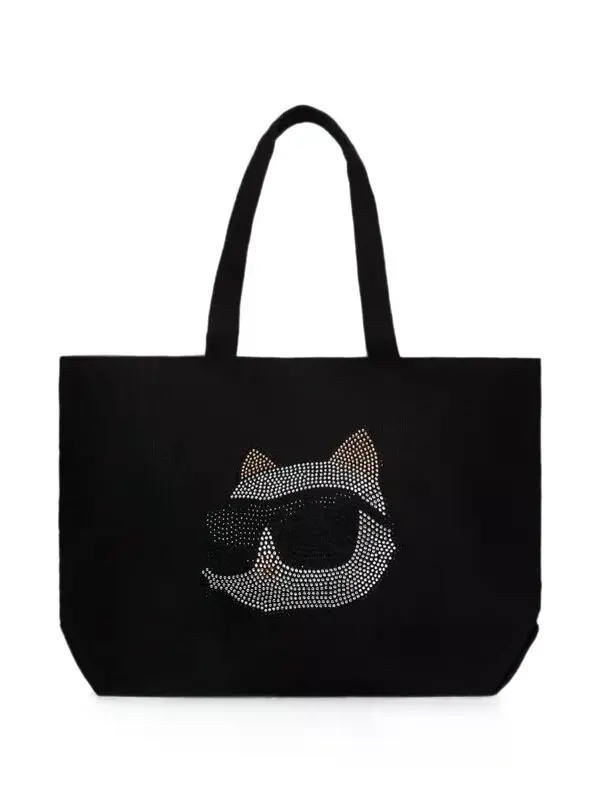 Karl Lagerfeld Ikon Choupette Rhinestone Shopper Bag - Black