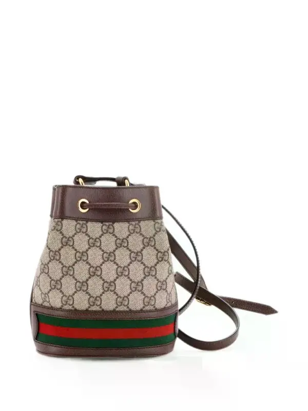 Gucci Ophidia Gg Coated Canvas Mini Bucket Bag - Brown