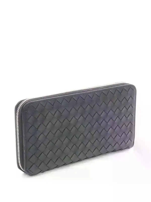 Bottega Veneta 2010s Intrecciato Zip-around Wallet - Black