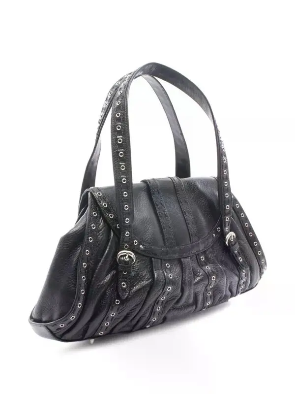 Dior Eyelet Lizard-embossed Leather Shoulder Bag