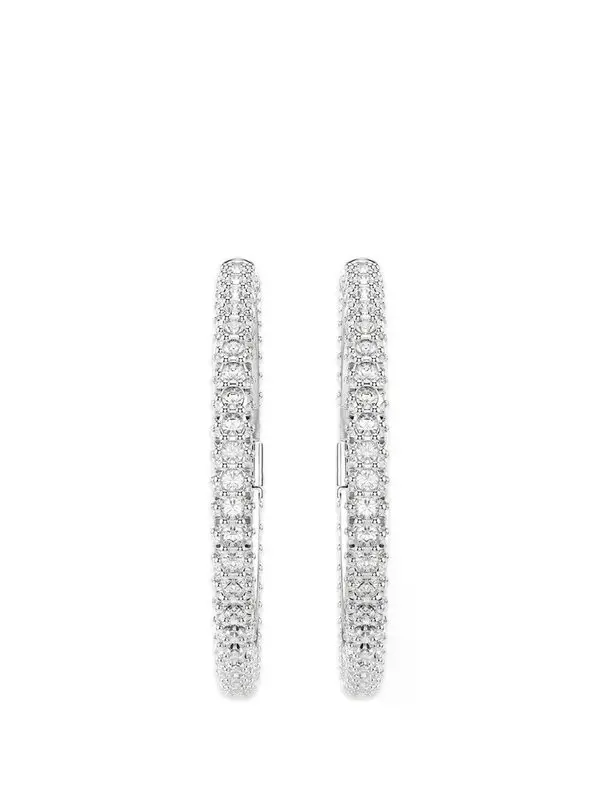 SWAROVSKI Crystal Embellished Hoop Earrings - Silver