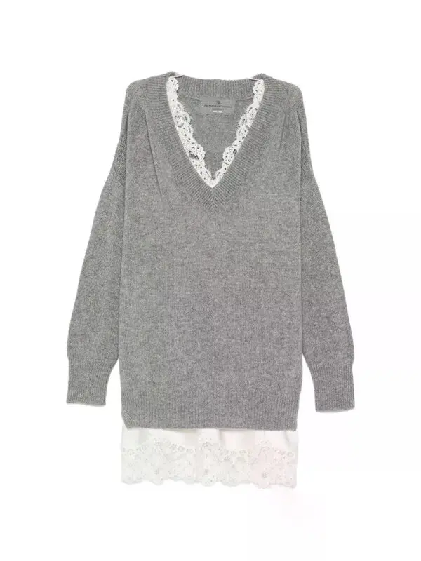 Ermanno Scervino Lace-trim Mini Dress - Grey