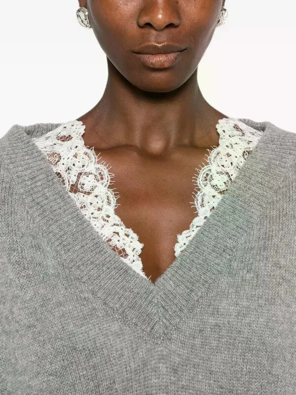 Ermanno Scervino Cashmere Lace Trim Mini Dress