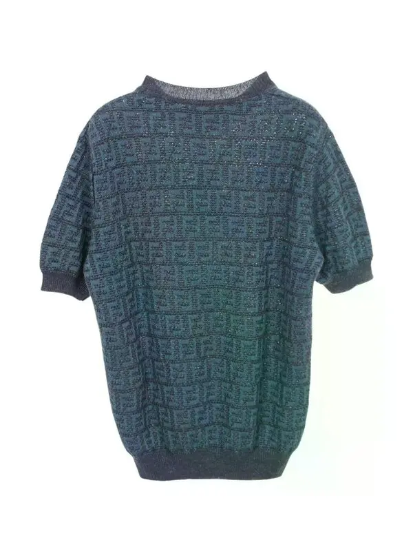 Fendi 2010s Zucca Knit T-shirt - Blue