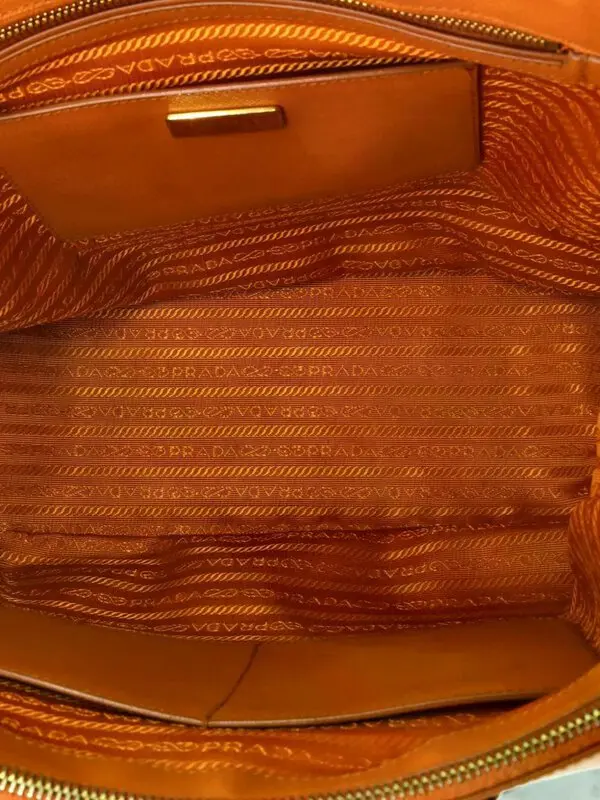 Prada Lux Saffiano Leather Large Tote Bag - Orange