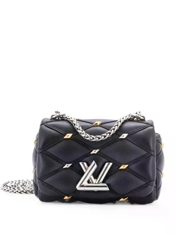 LOUIS VUITTON Pico Go-14 Handbag Studded Malletage Leather Shoulder Bag - Black