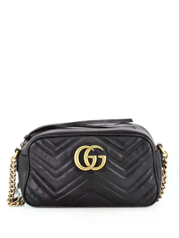 Gucci Gg Marmont Shoulder Bag Matelasse Leather Small Crossbody Bag - Black