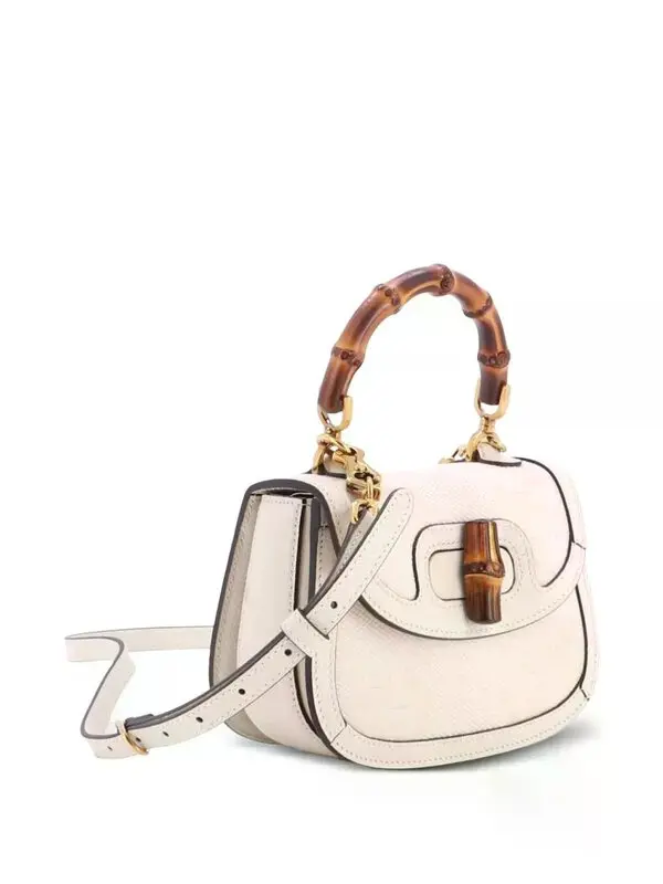 Gucci Bamboo 1947 Jumbo Gg Canvas Mini Crossbody Bag - White