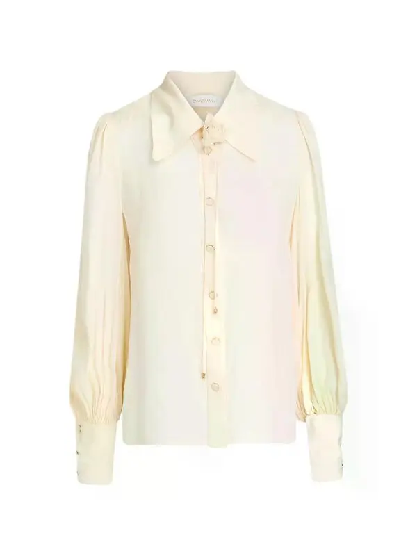 Zimmermann Floral-appliqué Crepe De Chine Shirt - Neutrals