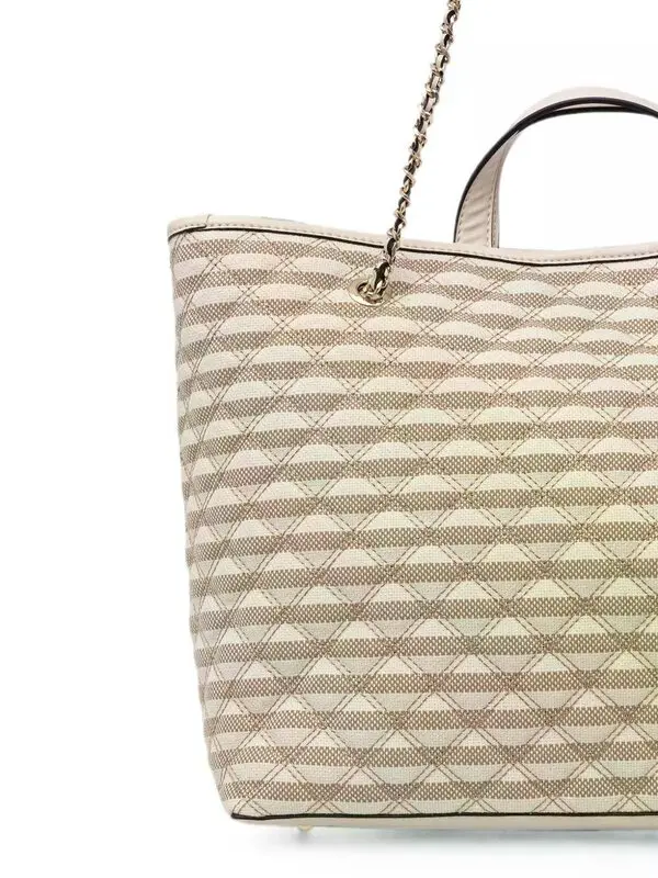Guess Quilted Striped Tote Bag With Chain Strap