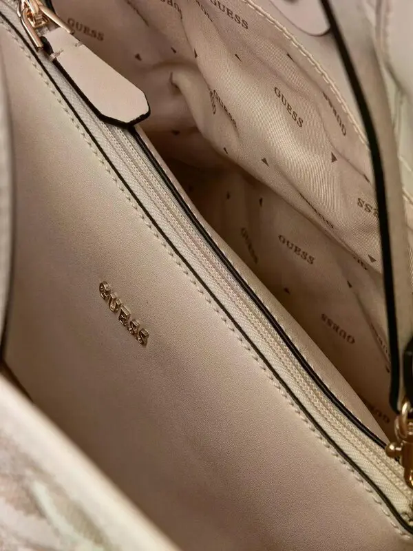 Guess Quilted Striped Tote Bag With Chain Strap