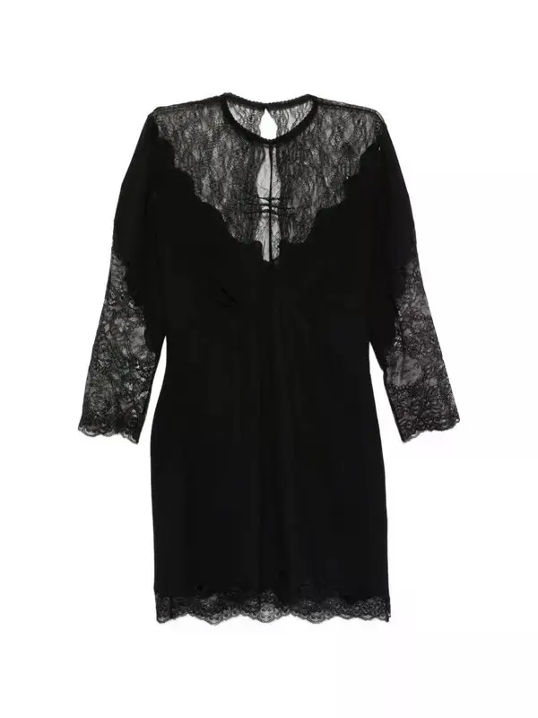 Attico Lace Trimmed Mini Dress - Black