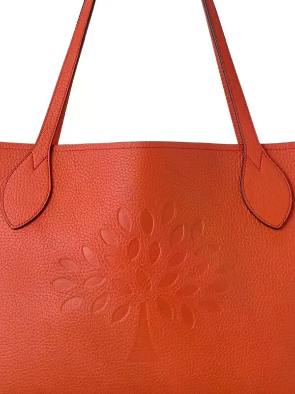 Mulberry Tree Grain Leather Large Tote Bag - Orange