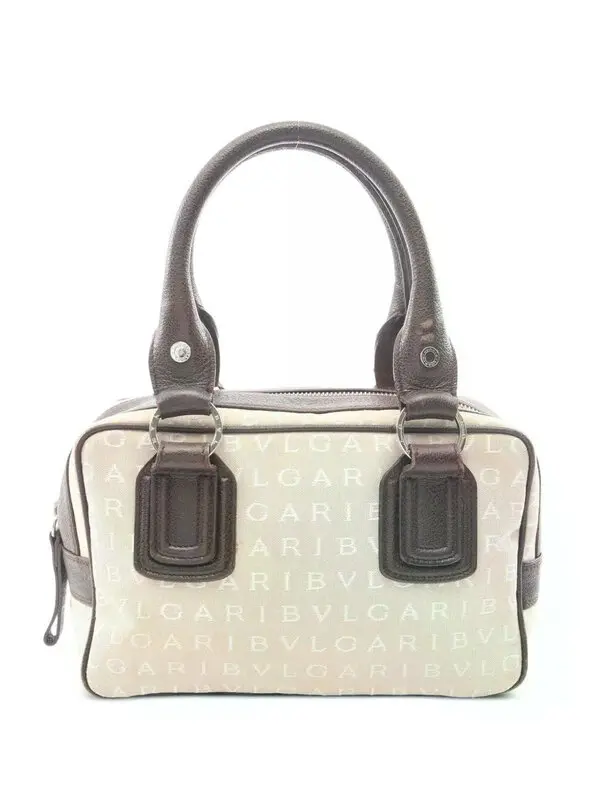 BVLGARI Logomania Canvas Top Handle Bag - Neutrals