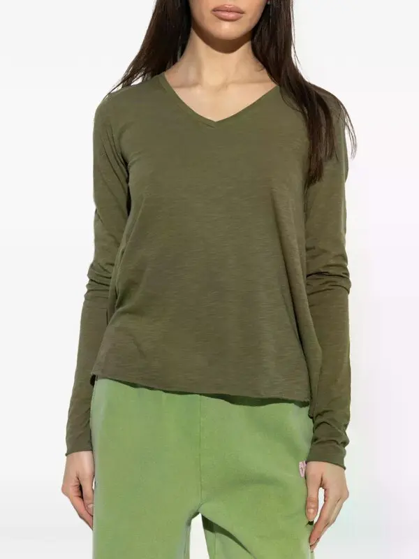 American Vintage Jacksonville V-neck Long Sleeve T-shirt - Green