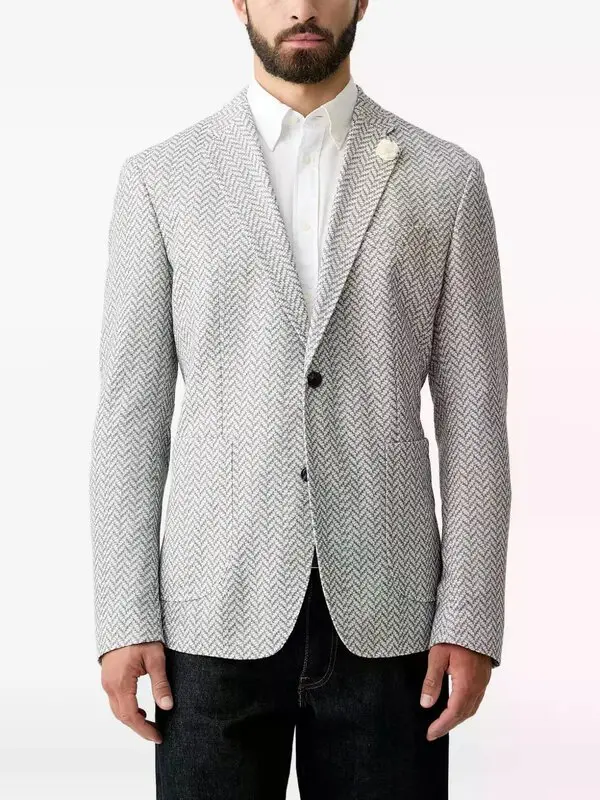 JOOP! Herringbone-pattern Notch-lapels Blazer - White