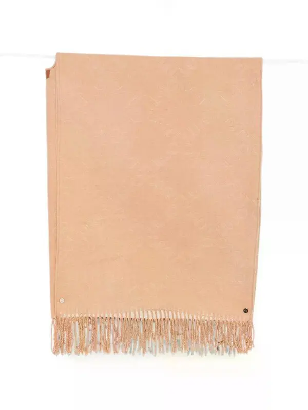 Liu Jo Logo-jacquard Fringed Scarf - Neutrals