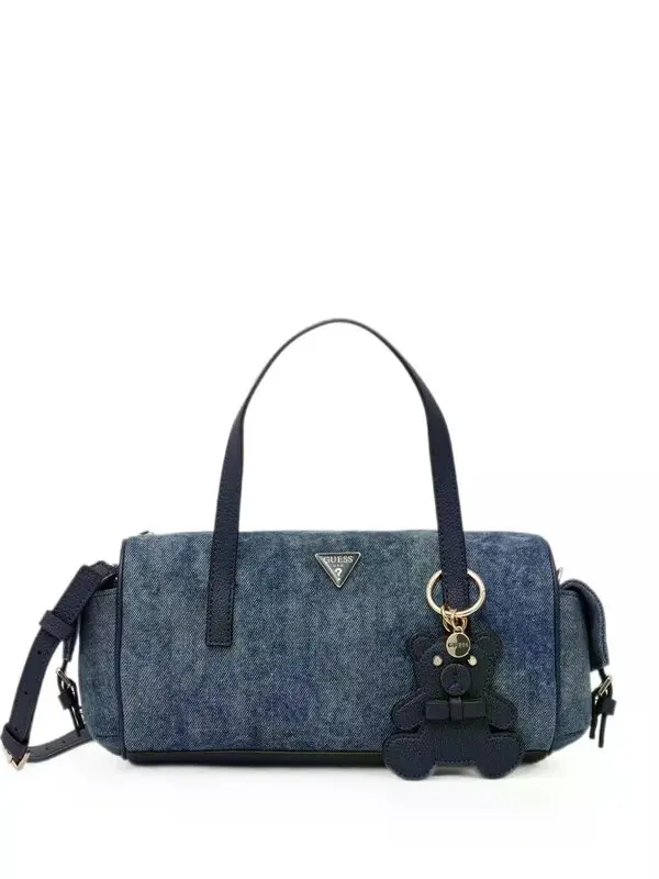 Guess Logo-plaque Bear-charm Tote Bag - Blue