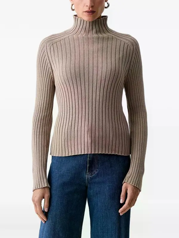 Marc O'polo Ribbed-knit High-neck Sweater - Brown