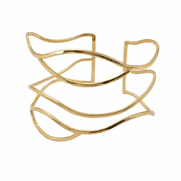 RARE MATTERS JEWELRY Organic Hammered Wire Cuff Bracelet - Gold