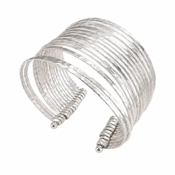 RARE MATTERS JEWELRY Hammered Wire Cuff Bracelet - Silver