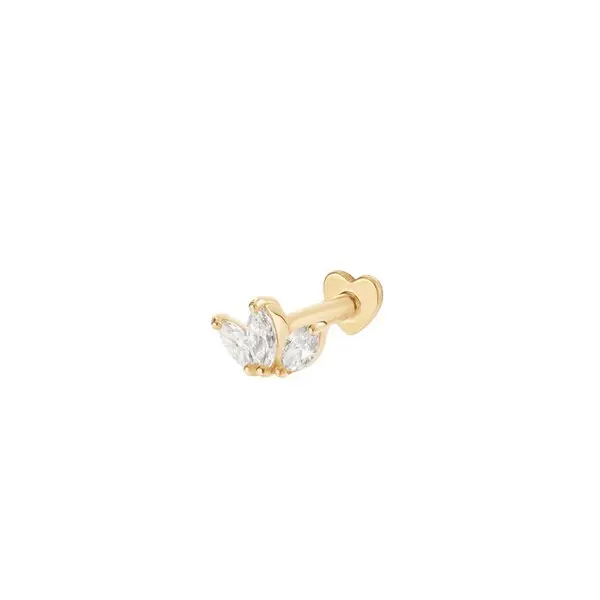 VANCHI 14k Solid Yellow Lab-grown Diamond Lotus Flat Back Stud - Gold