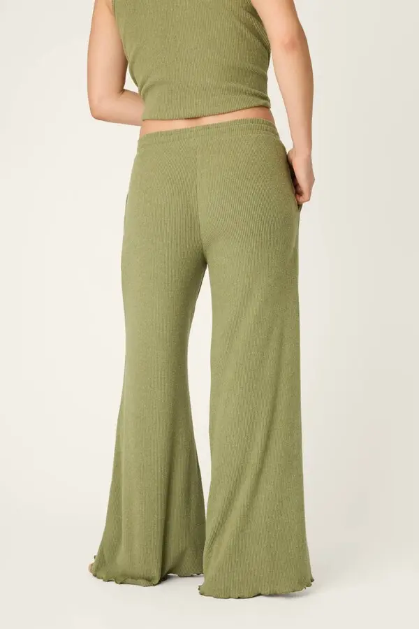 PJ Salvage Soft Olive Rib Knit Lounge Pants