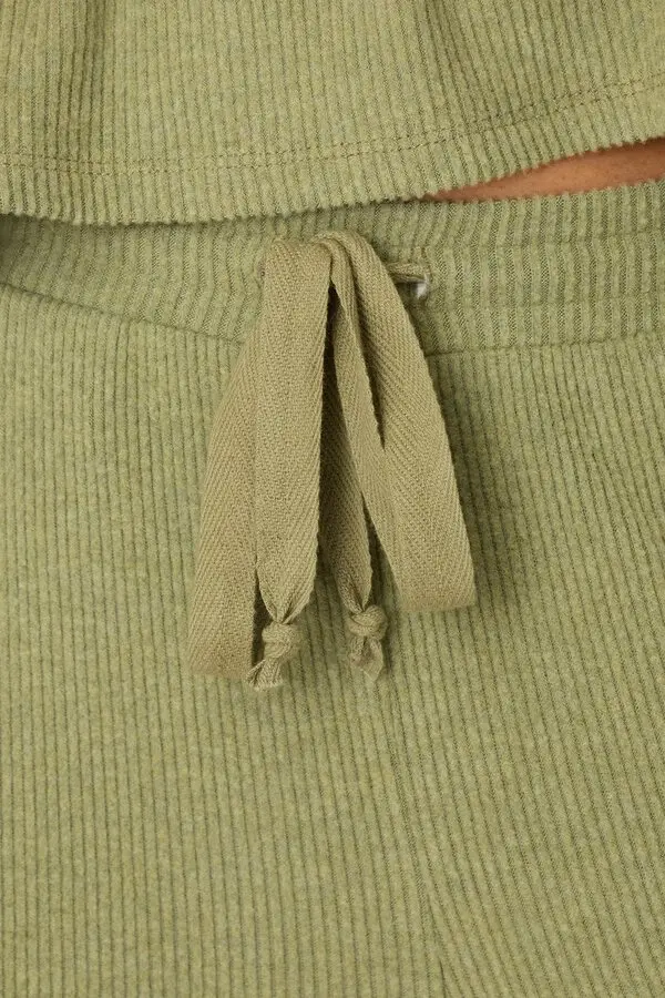 PJ Salvage Soft Olive Rib Knit Lounge Pants