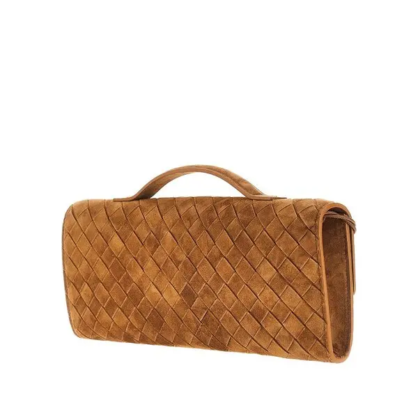 Bottega Veneta Andiamo Suede Leather Clutch - Beige