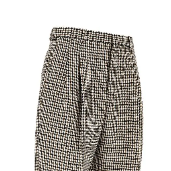 Emporio Armani Check Tweed Pleated Wide Leg Pants